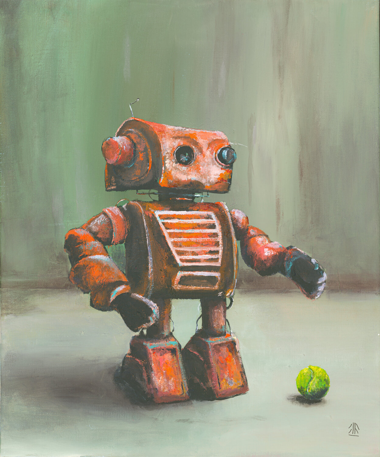 Abandoned robot 4 von Jérôme Royer (2023): Malerei Acryl auf Leinwand ...