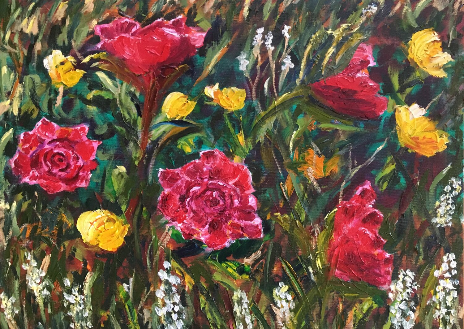 Garden in Yellow and Red by Bill Neary (2018) : Painting Oil on Canvas ...