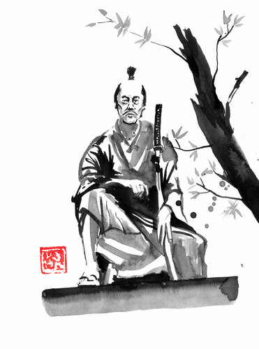 dark samurai by Pechane Sumie (2025) : Drawing India Ink on Paper ...