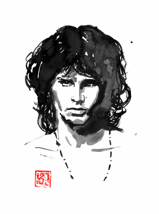 Jim Morrison Drawing With Glasses