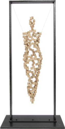 human cubes 222 von Manfred Hellweger (2022): Skulptur Holz, Stahl - Singulart