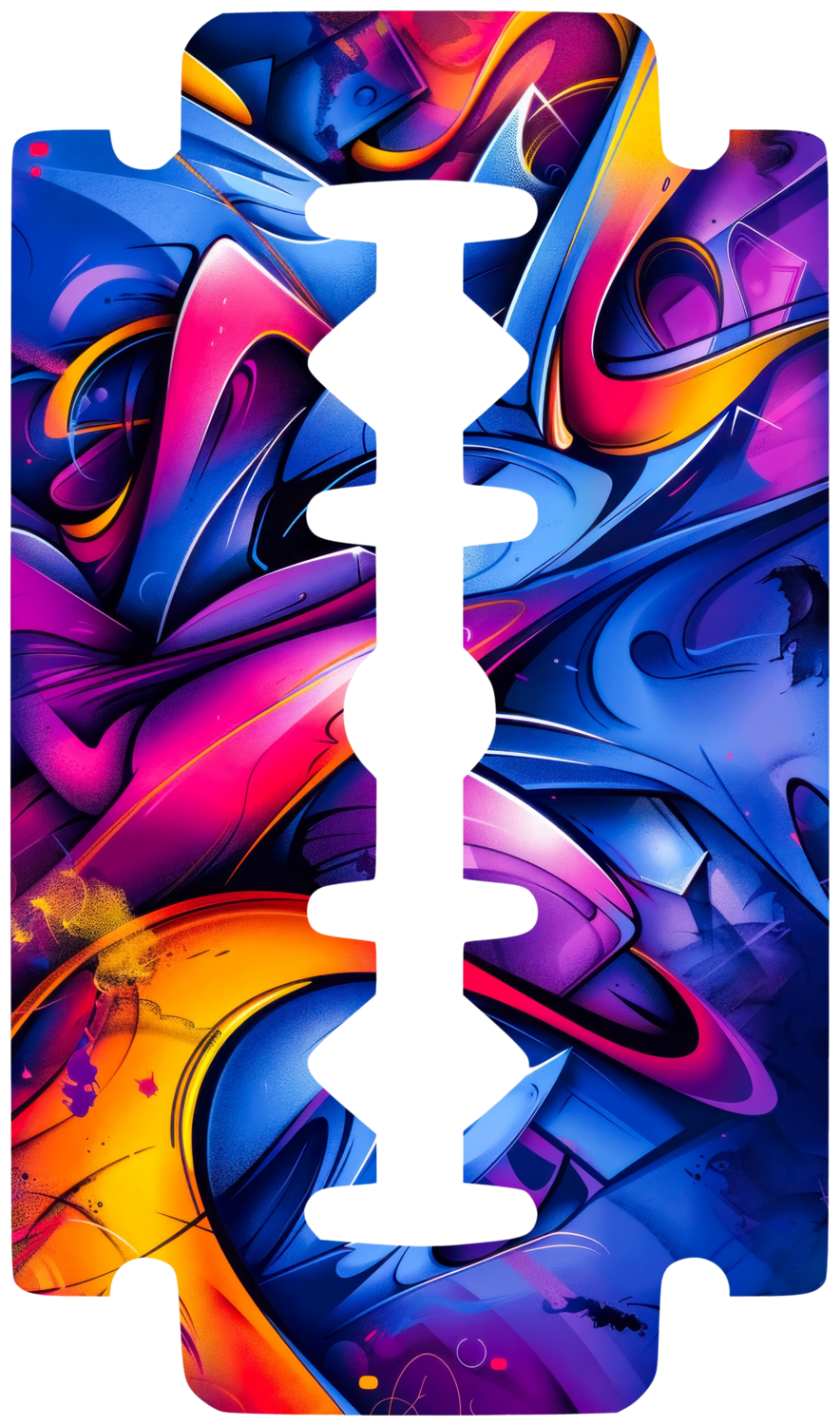 Razor blade graffiti wall art object by Cheeky Bunny (2024) : Sculpture ...