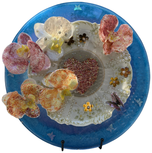 Not so Blue-Freestanding Resin Sculptural Medallion by Julia Hacker ...