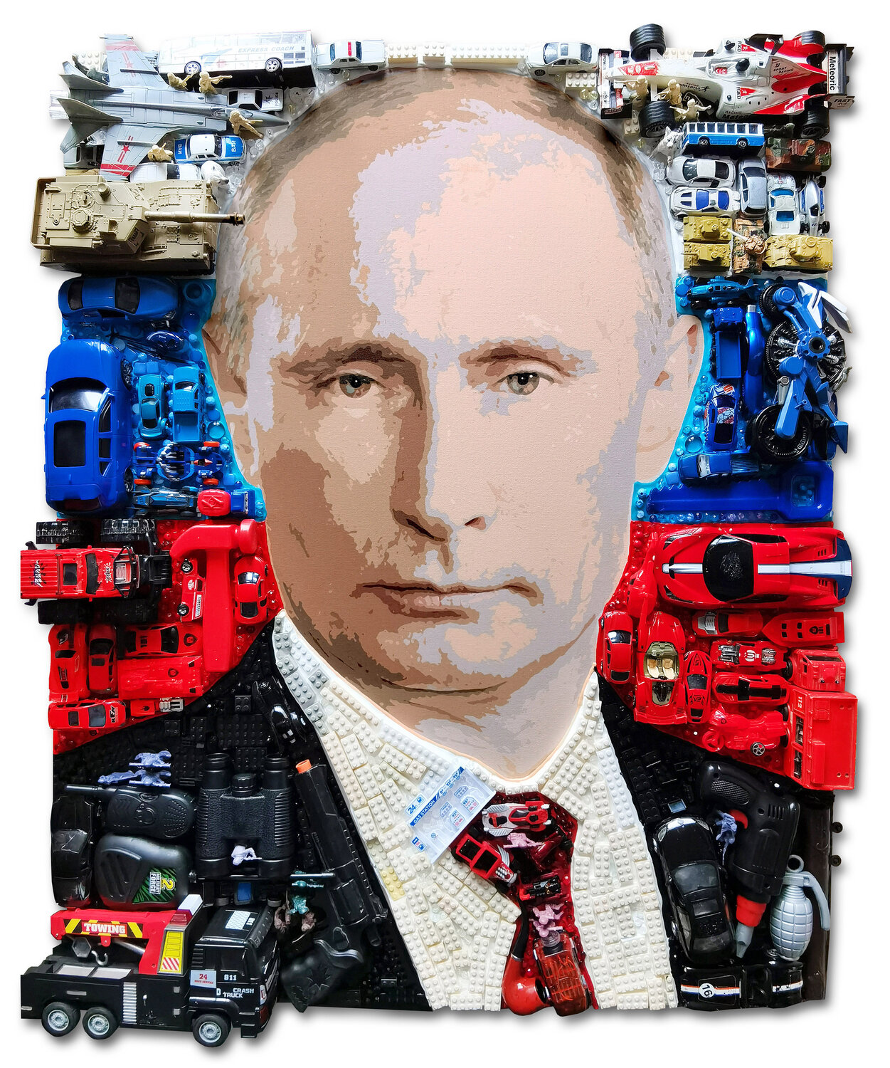 Vladimir Putin. Portrait of the Russian President and the Russian flag ...