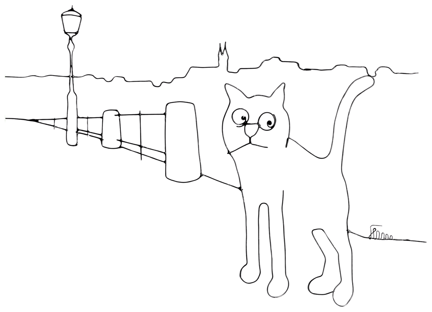 Cat in Basel at the River Rhine de Amédé Flum (2023): Escultura Zinc ...