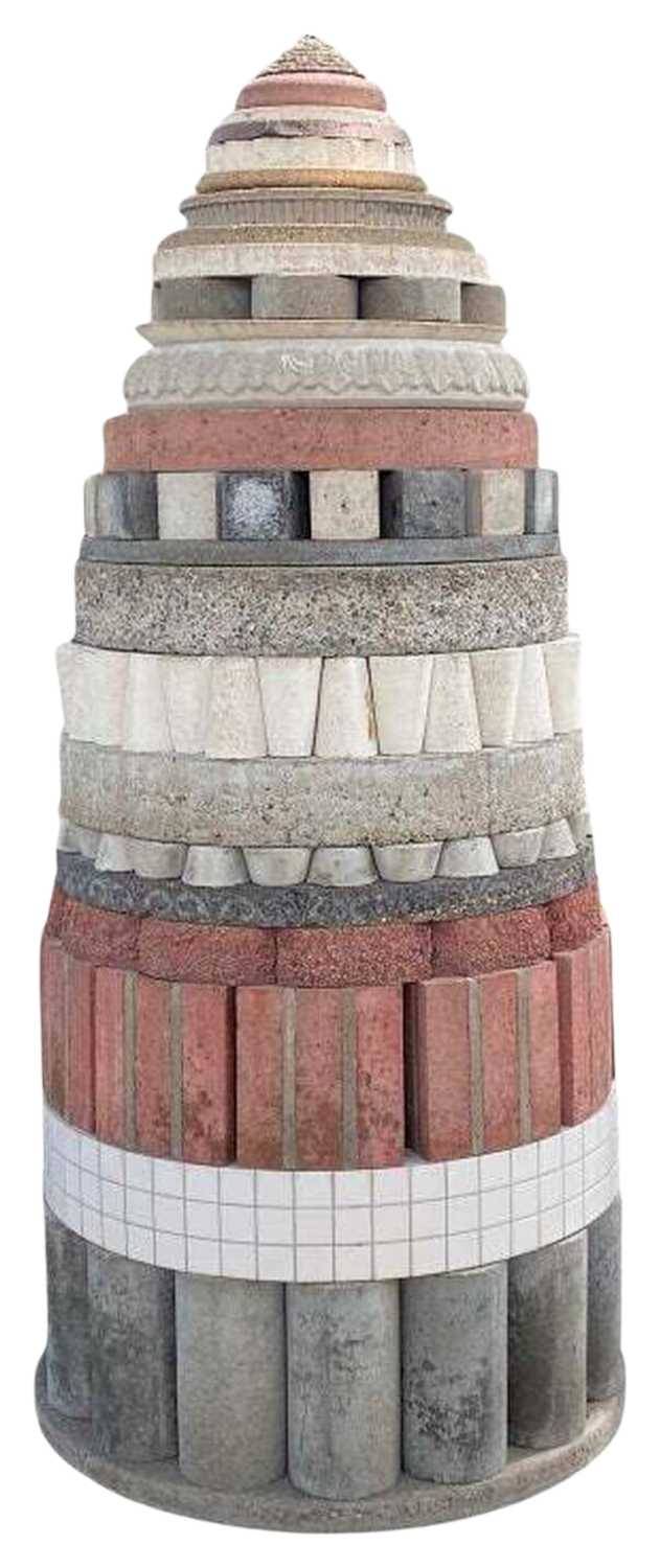 Modern Abstract Stacked Brick, Concrete, and Stone Totem Outdoor ...