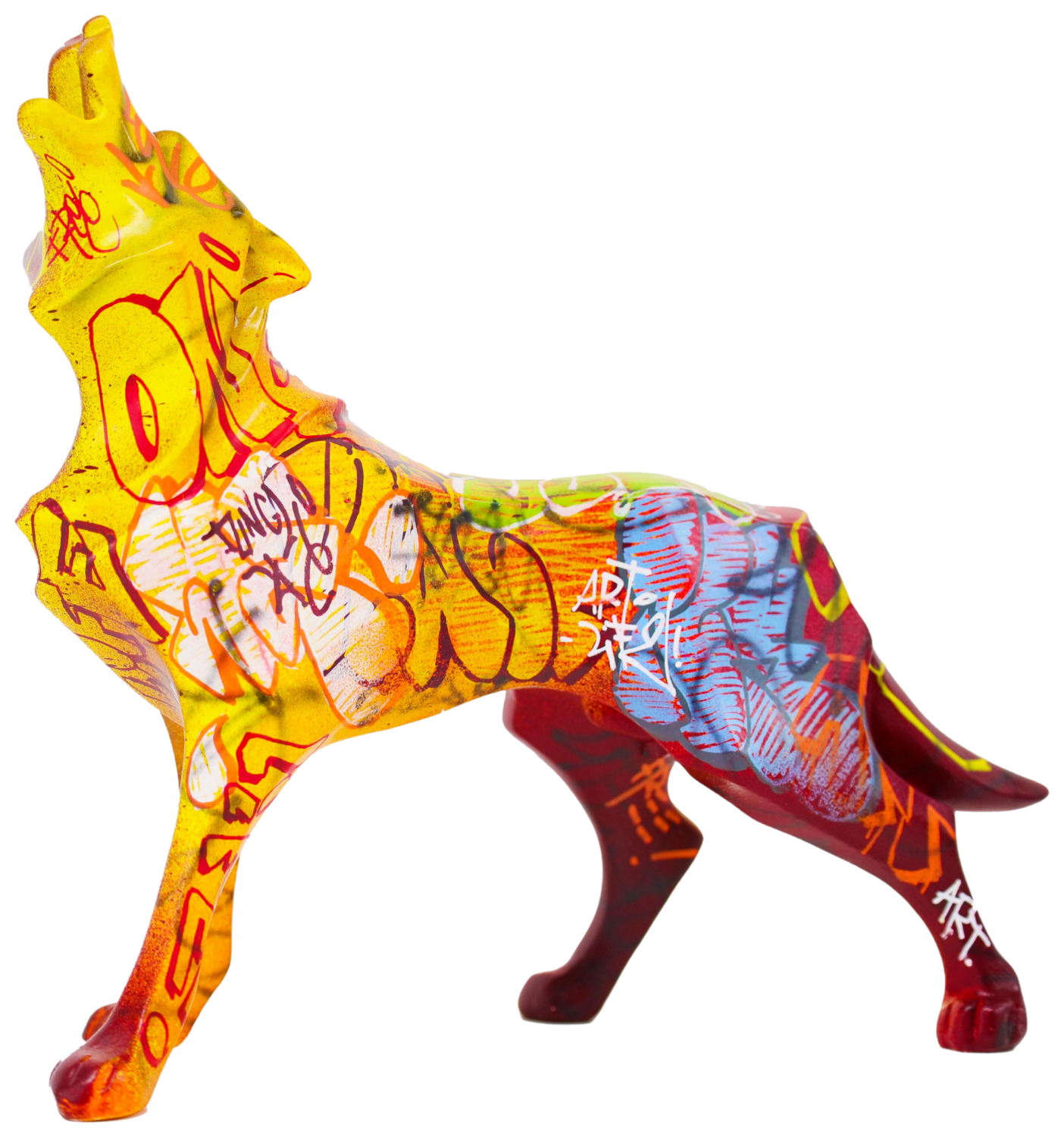 GRAFFITI WOLF by Vincent Bardou (2024) : Sculpture Resin - Singulart